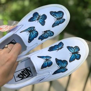 Vans | Shoes | Custom Hand Painted Butterfly Vans | Poshmark
